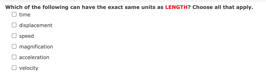 Solved Which of the following can have the exact same units | Chegg.com