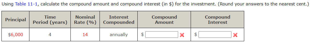 Solved Using Table 11-1, calculate the compound amount and | Chegg.com
