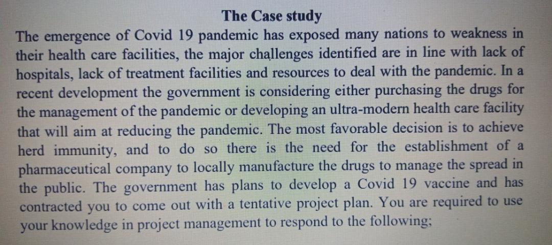 Solved The Case study The emergence of Covid 19 pandemic has | Chegg.com