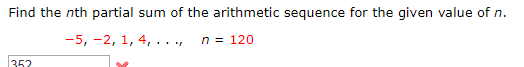 Solved Find the nth partial sum of the arithmetic sequence | Chegg.com