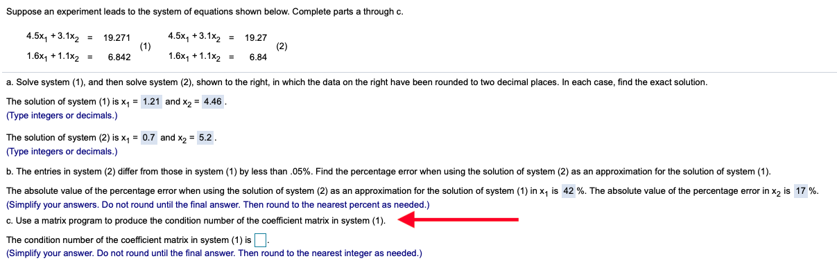 Solved Suppose an experiment leads to the system of | Chegg.com