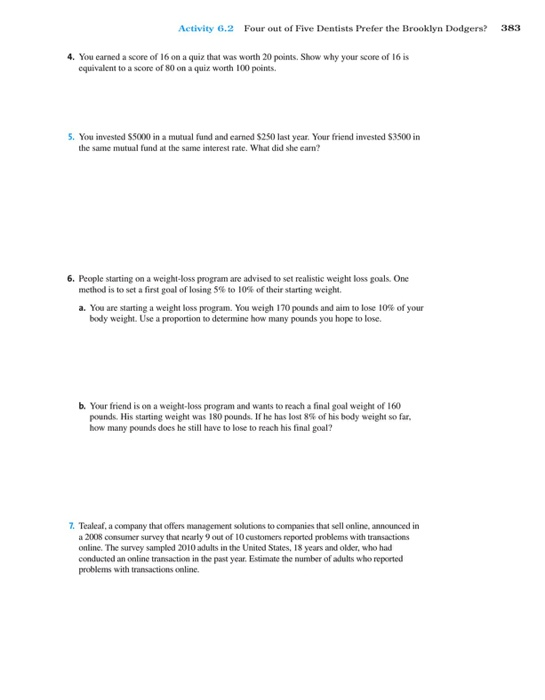 Solved 382 Chapter 6 Problem Solving with Ratios, | Chegg.com