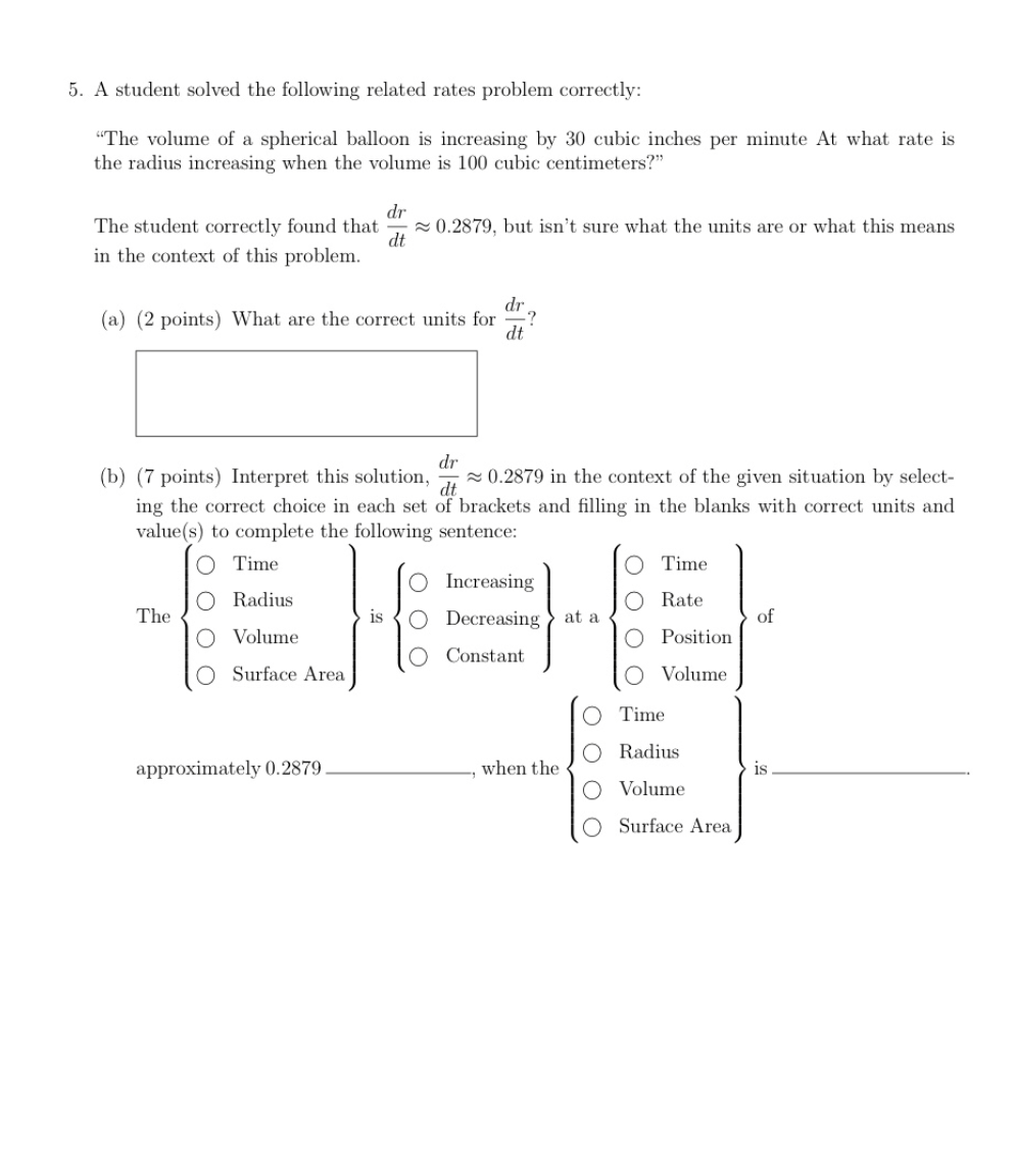 A student solved the following related rates problem | Chegg.com A student solved the following related rates problem | Chegg.com