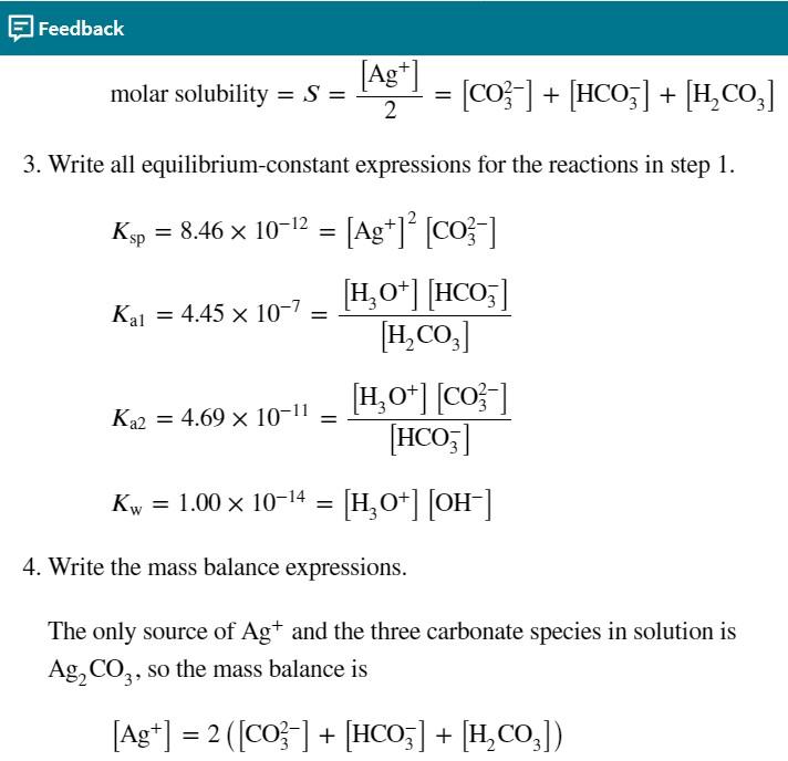 Solved Determine the molar solubility (S) of Ag2CO3 in a | Chegg.com
