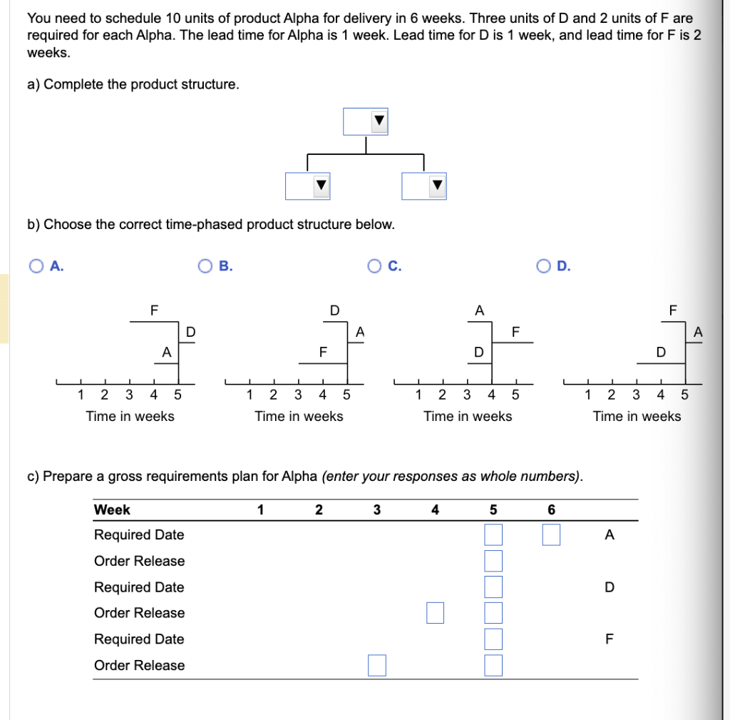 Solved You need to schedule 10 units of product Alpha for | Chegg.com