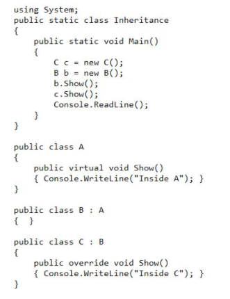 Solved using System; public static class Inheritance { | Chegg.com