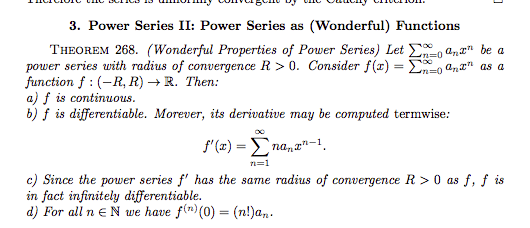 Solved Consider the power series f(x) = Sum from n=0 to | Chegg.com