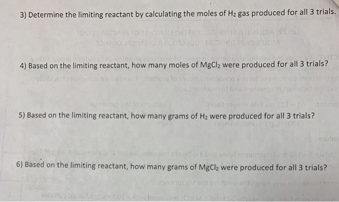Solved 3) Determine the limiting reactant by calculating the | Chegg.com