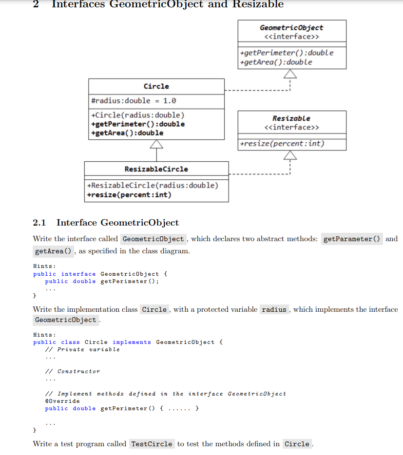 Solved %$^&*(^%$ You only need the geometricObject for this | Chegg.com