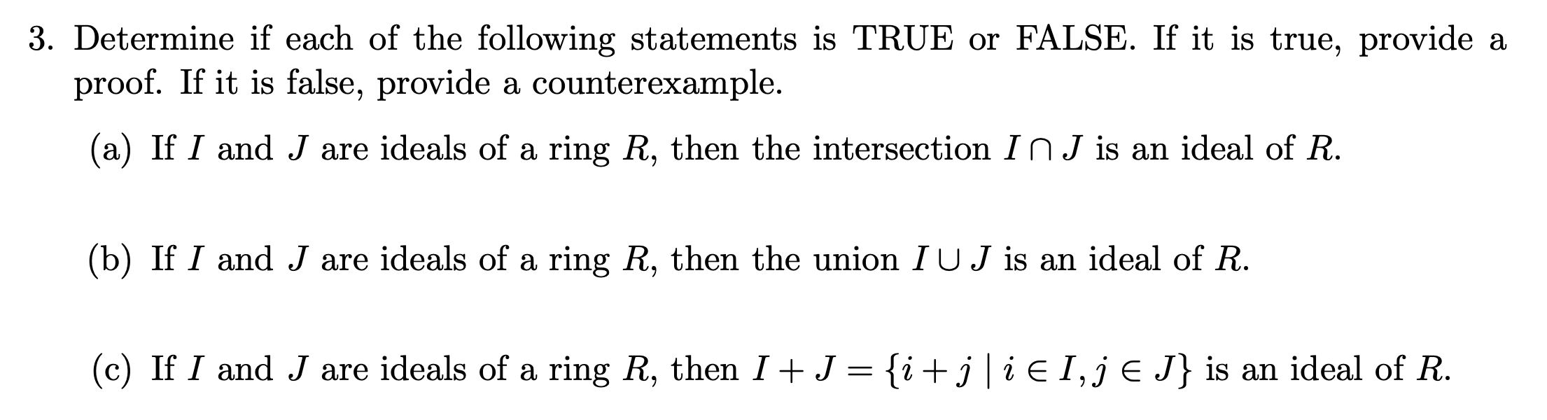 Solved 3. Determine if each of the following statements is | Chegg.com