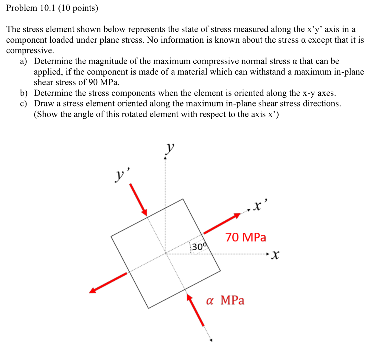 Solved The stress element shown below represents the state | Chegg.com