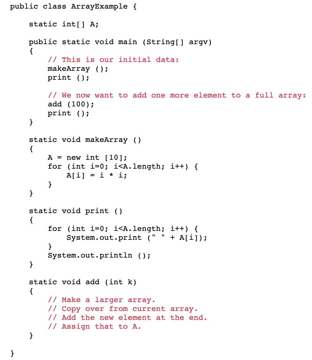 Solved Public Class Arrayexample Static Int A Public 