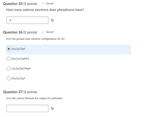 Solved Question 35 (3 points) Saved How many valence | Chegg.com