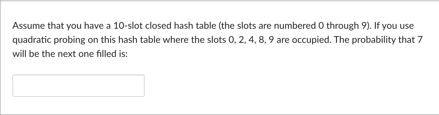 Solved Assume that you have a 10-slot closed hash table (the | Chegg.com