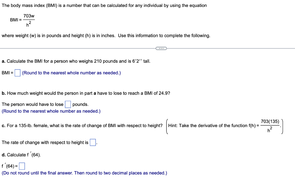 Solved The body mass index (BMI) is a number that can be | Chegg.com