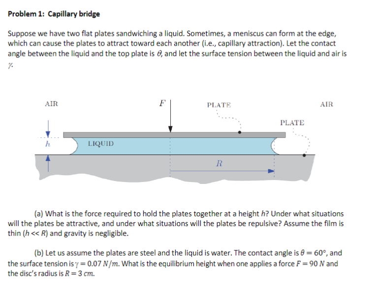Solved Problem 1: Capillary bridge Suppose we have two flat | Chegg.com