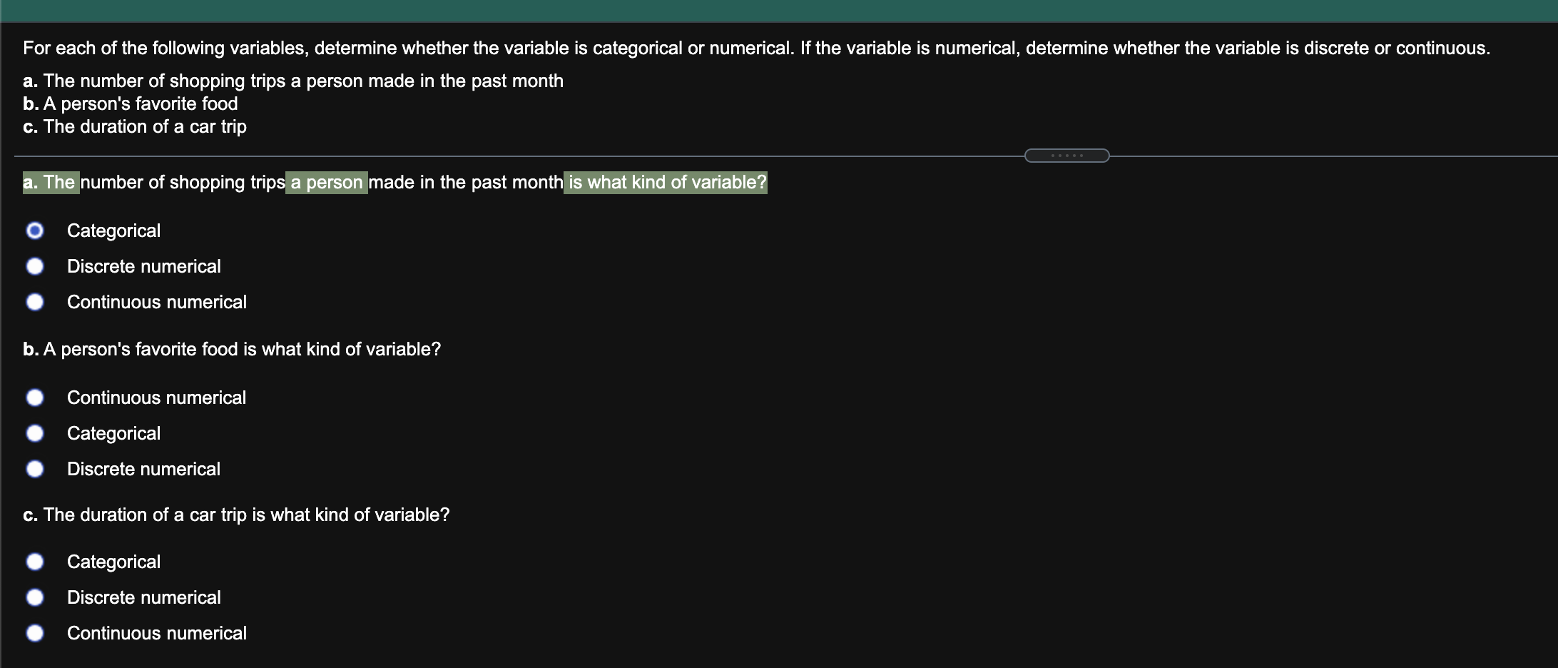 Solved 16 For Each Of The Following Variables Determine 