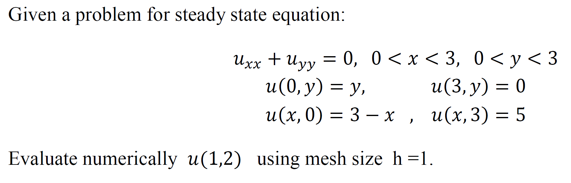Solved Given a problem for steady state equation: = > Uxx + | Chegg.com