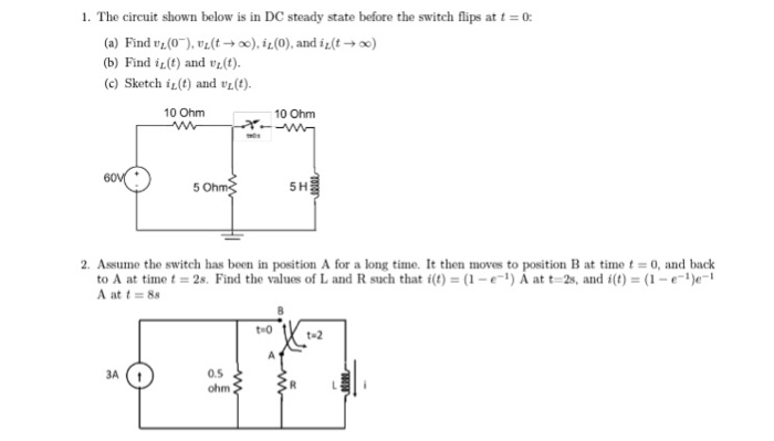 Solved 1. The circuit shown below is in DC steady state | Chegg.com
