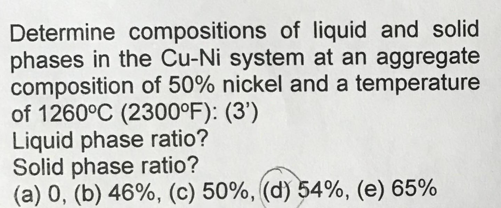 Solved Determine compositions of liquid and solid phases in | Chegg.com