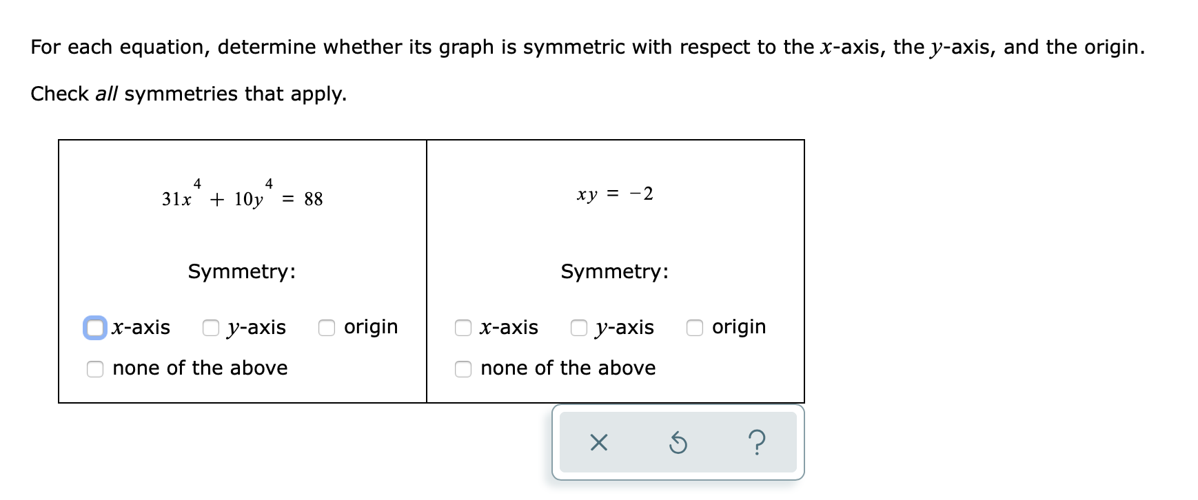 Solved For each equation, determine whether its graph is | Chegg.com