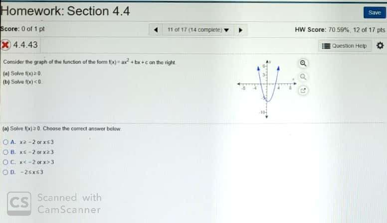 Solved Save Homework Section 4 4 Score 0 Of 1 Pt X 4 4 43