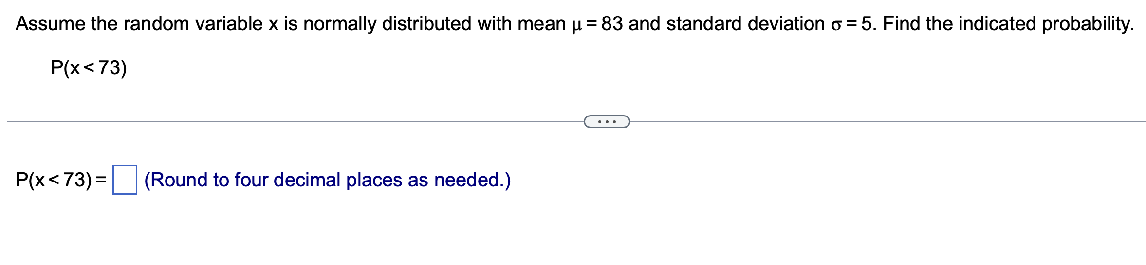 Solved Assume the random variable x is normally distributed | Chegg.com