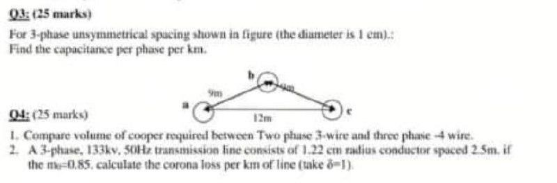 Solved 03s (25 marks) For 3-pruse unsymumetrical spacing | Chegg.com