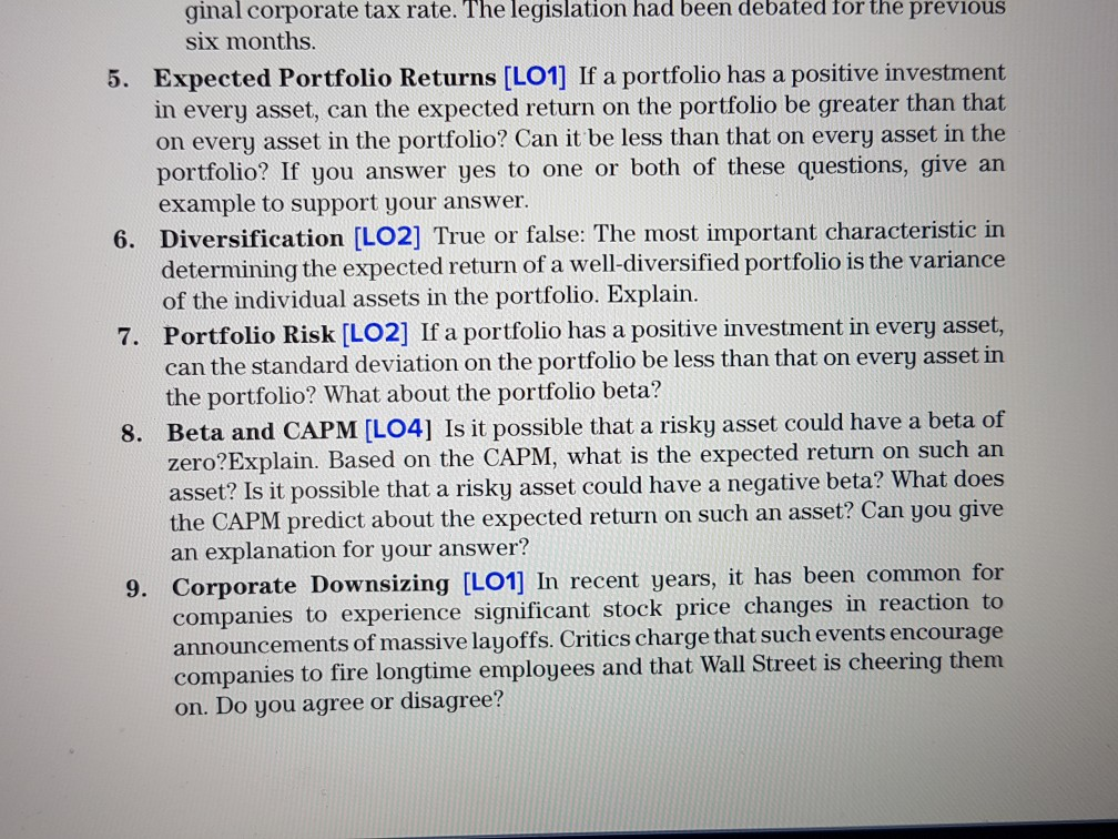 Solved 7. ginal corporate tax rate. The legislation had been | Chegg.com