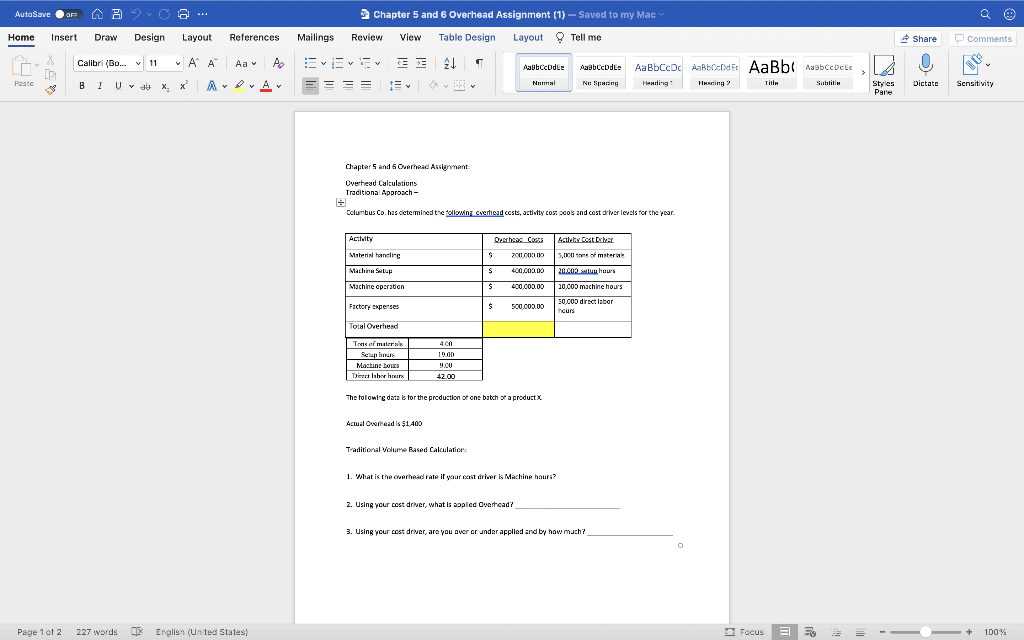 Solved AutoSave AFP AAGO... Chapter 5 and 6 Overhead | Chegg.com