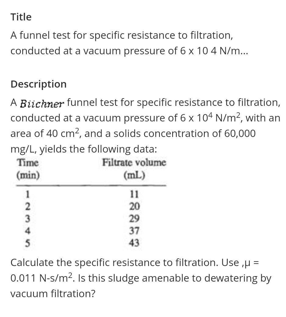 Solved Title A funnel test for specific resistance to | Chegg.com
