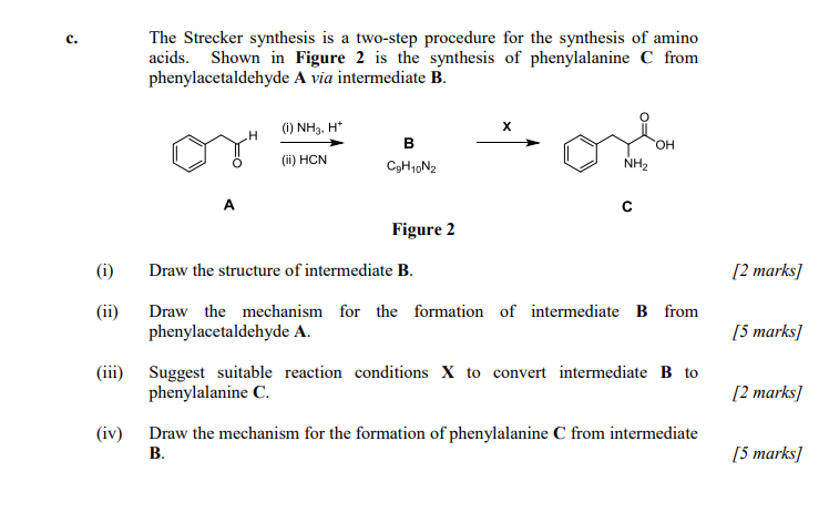 Solved c. The Strecker synthesis is a two-step procedure for | Chegg.com