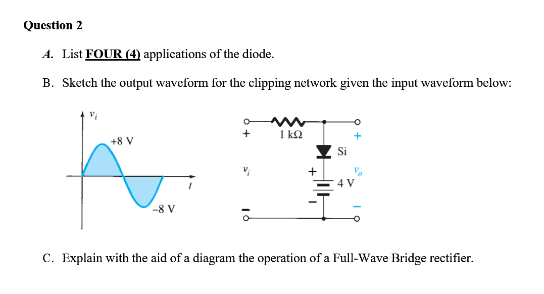 Solved A. List FOUR (4) applications of the diode. B. Sketch | Chegg.com