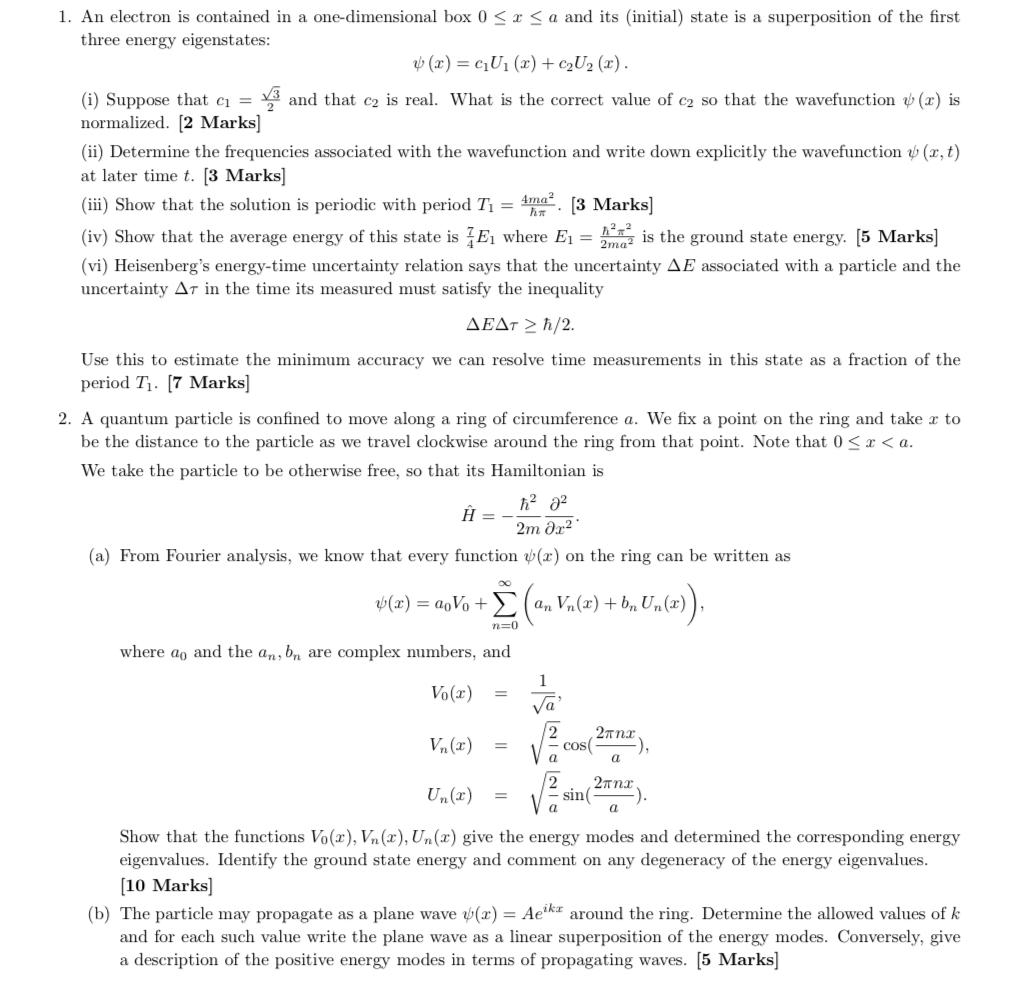 Solved ψ(x)=c1U1(x)+c2U2(x). (i) Suppose that c1=23 and that | Chegg.com