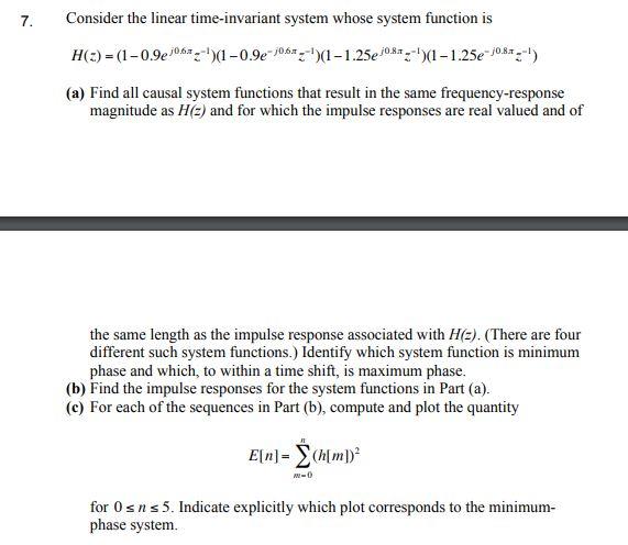 7 Consider The Linear Time Invariant System Whose 2024