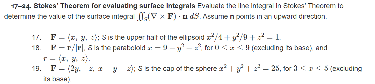 Solved 17-24. Stokes' Theorem for evaluating surface | Chegg.com
