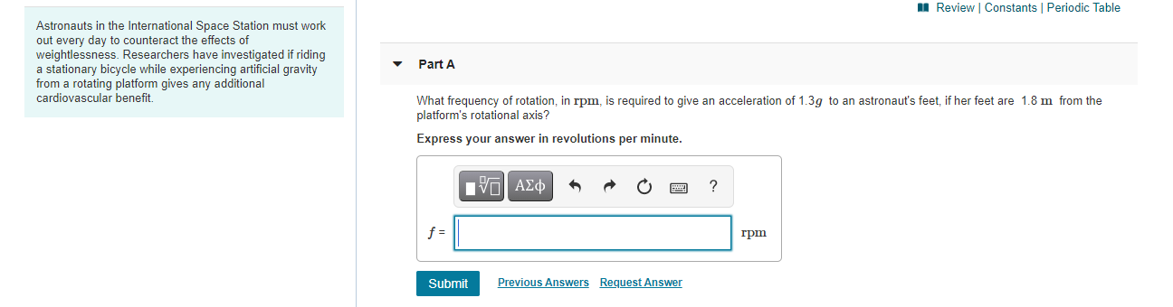 Solved A Review Constants Periodic Table Astronauts in the | Chegg.com