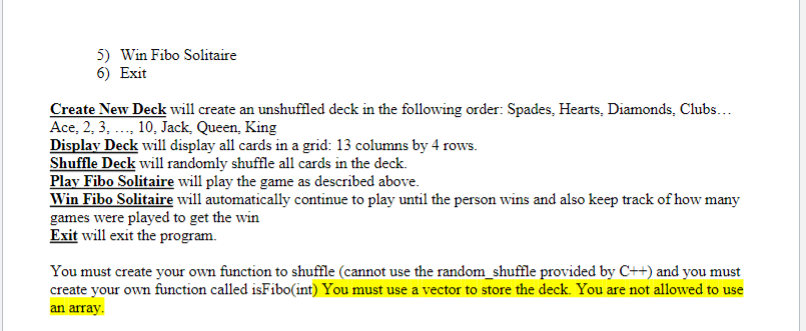 Solved Welcome to Fibonacci Solitaire! This game uses one | Chegg.com