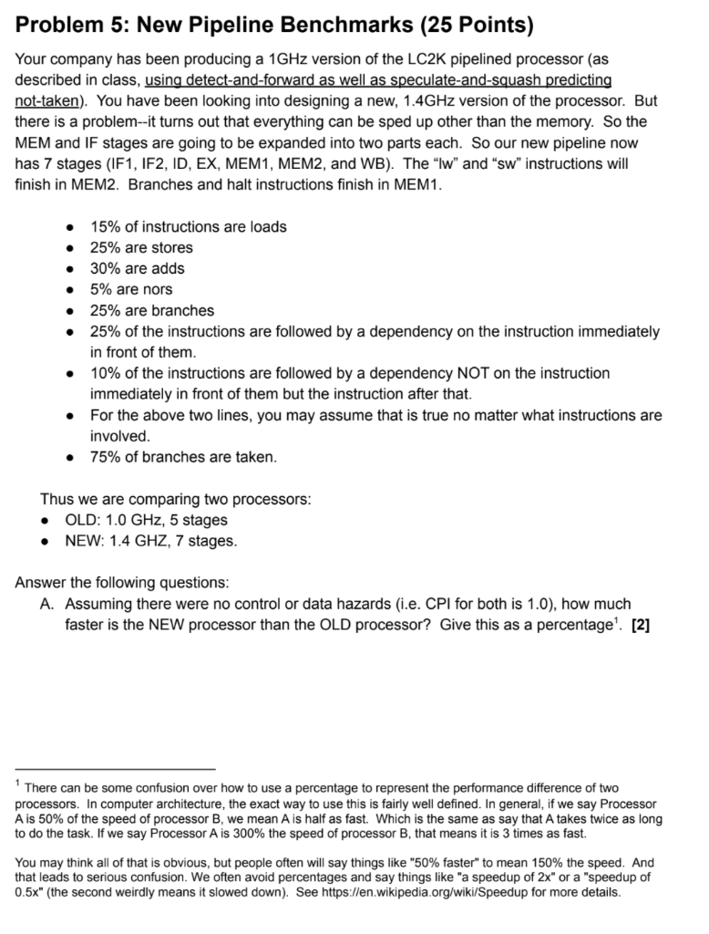 Problem 5: New Pipeline Benchmarks (25 Points) Your | Chegg.com
