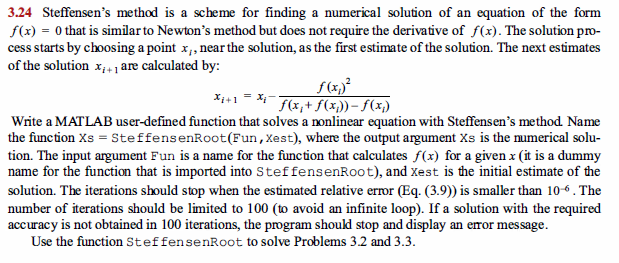 Solved 3.24 Steffensen's method is a scheme for finding a | Chegg.com