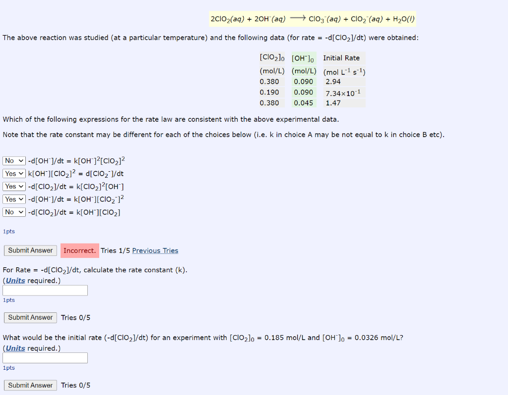Solved 2c102(aq) + 20H (aq) clo3 (aq) + ClO2 (aq) + H20(1) | Chegg.com