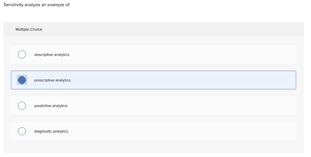Solved Sensitivity analysis an example of: Multiple Choice | Chegg.com