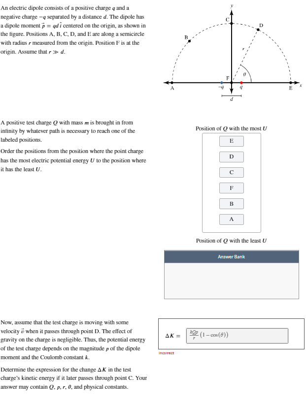 Solved An electric dipole consists of a positive charge q | Chegg.com