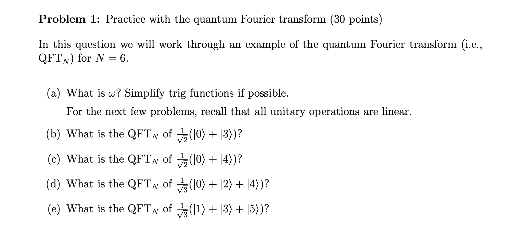 Solved Problem 1: Practice with the quantum Fourier | Chegg.com