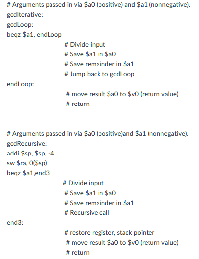 Solved Here are two versions of a gcd function one iterative | Chegg.com