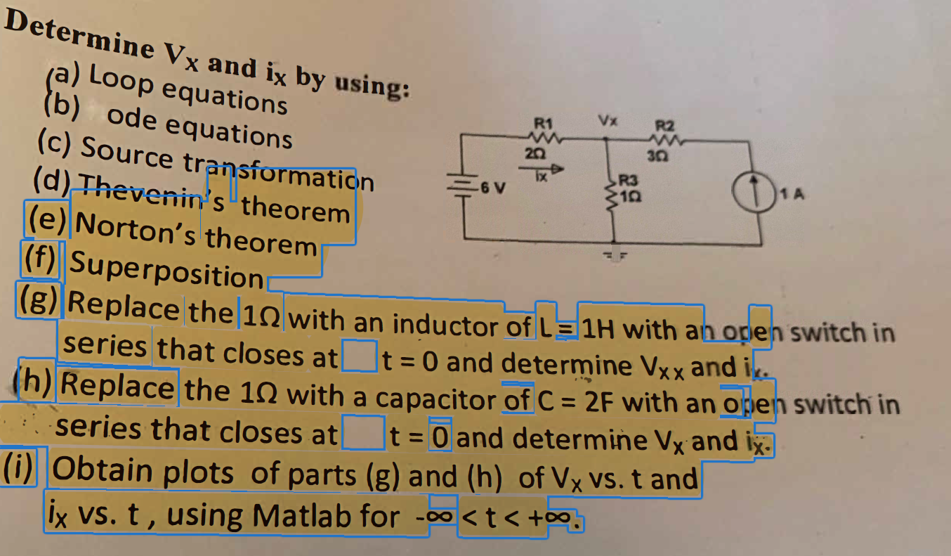 Solved rmine VX and iX by using: (a) Loop equations (b) ode | Chegg.com