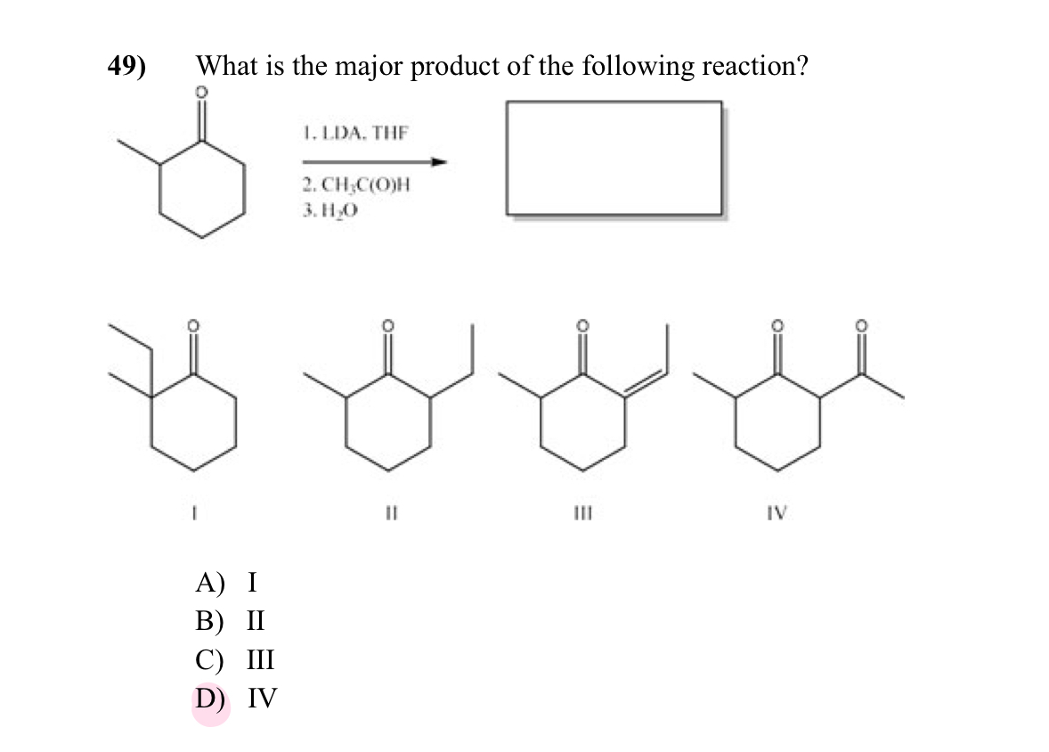 Solved 49) What is the major product of the following | Chegg.com