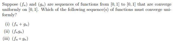 Solved Suppose (n) and (9n) are sequences of functions from | Chegg.com