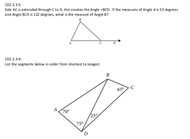 Solved 102-2.3.5: Side AC is extended through Cto D, this | Chegg.com