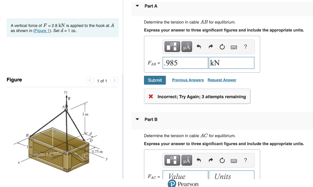 Solved A vertical force of F=2.8kN is applied to the hook at | Chegg.com